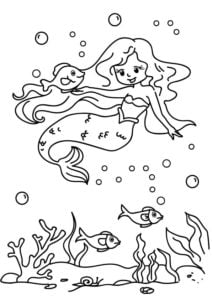 Kolorowanki syrenki - rysunki do druku - dla dziewczynek